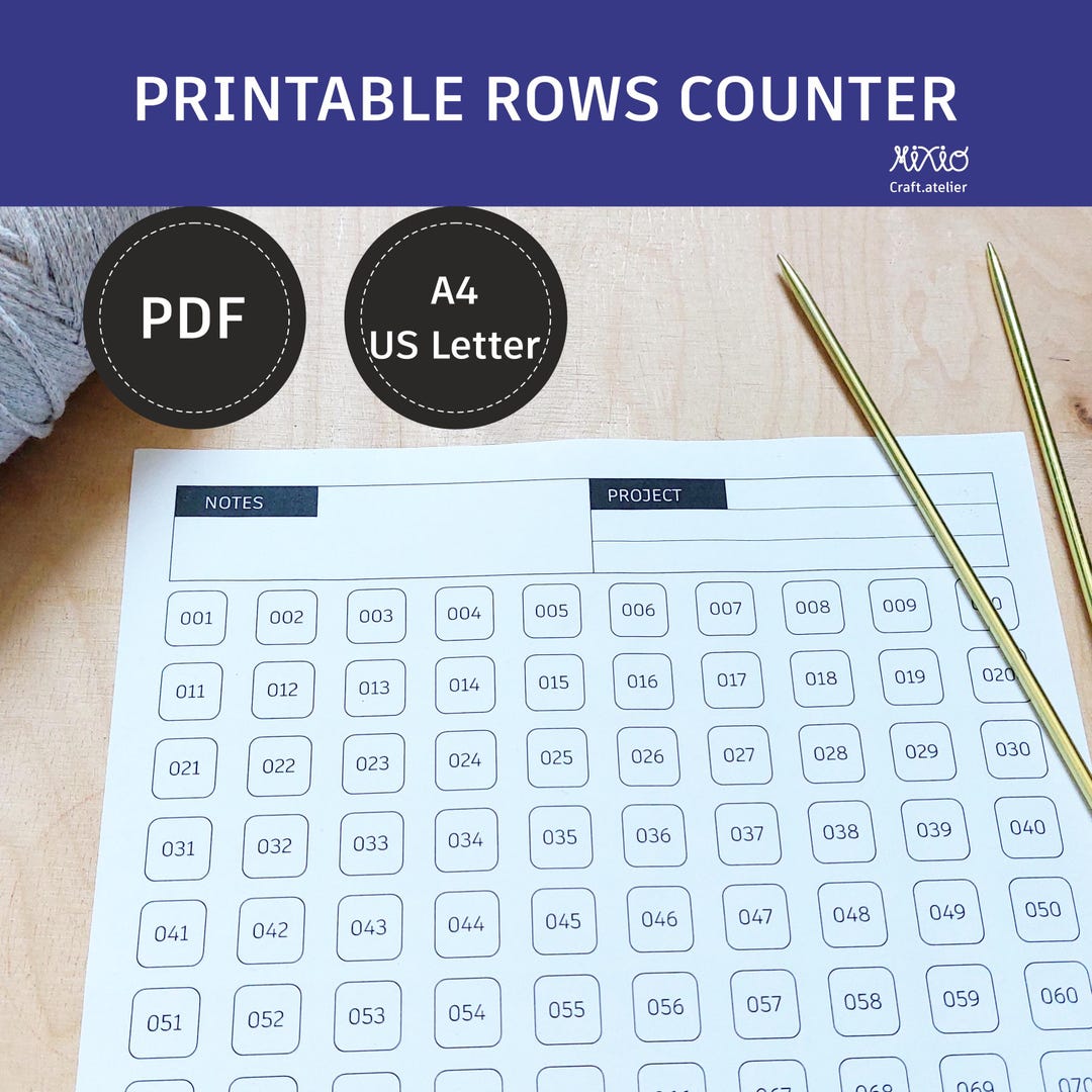Printable Stitch Counter_digital Crochet Row Counter_knitting Row ...