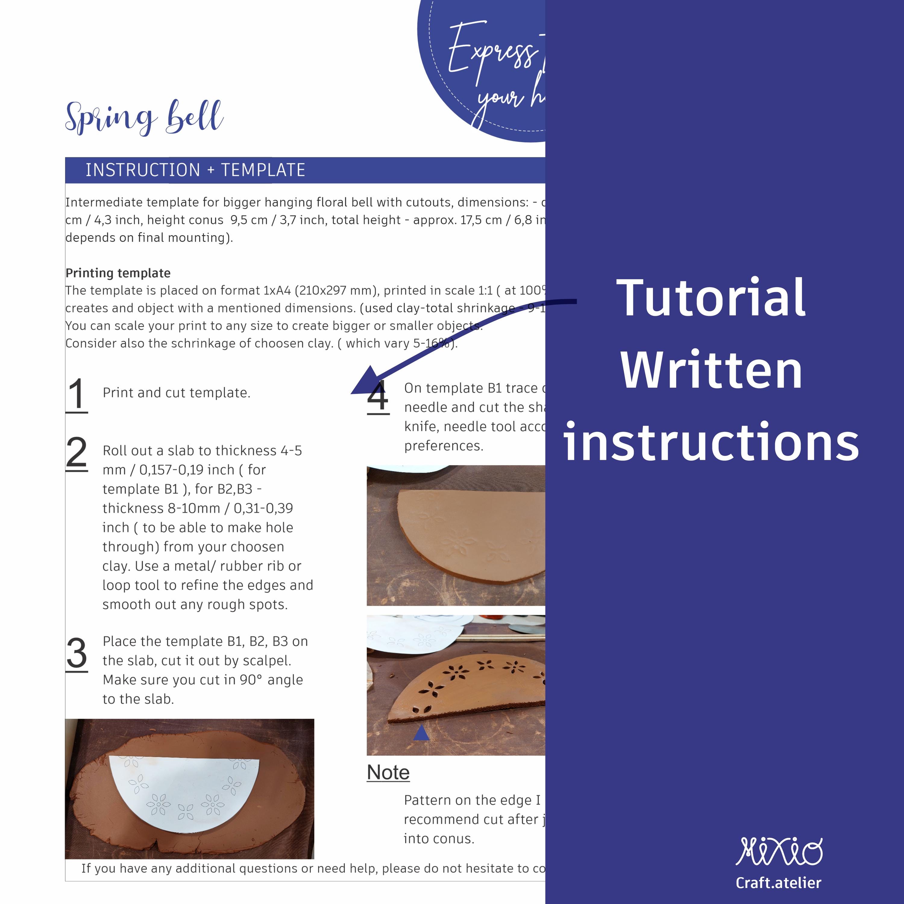 Ceramic Hanging Spring Bell Tempate_ Slab Building Templates_pottery ...