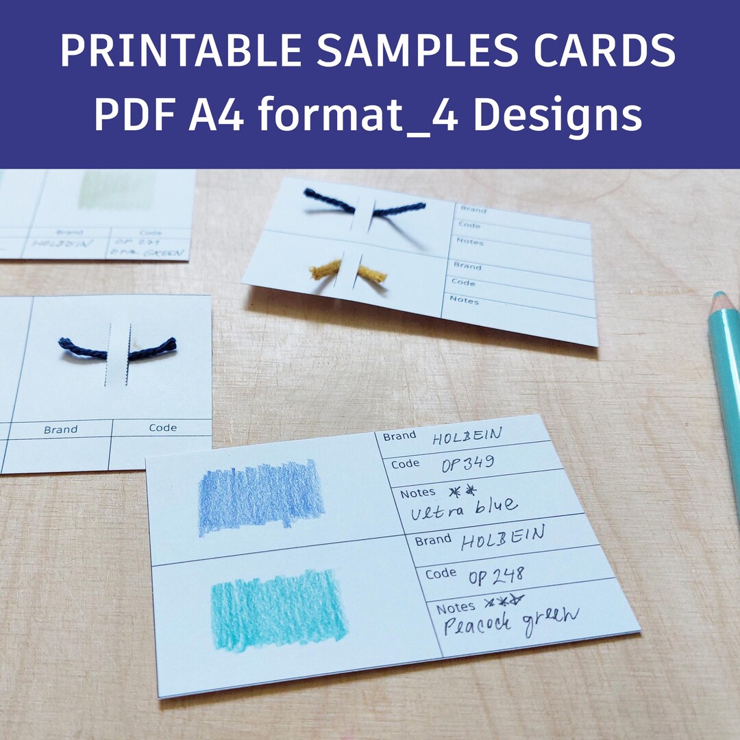 Printable Sample Cards: Craft Room Organizer, Pencil & Thread (PDF ...