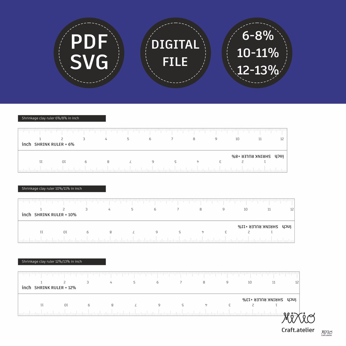 Printable Pottery Shrink Rulers_digital Clay Shrinkage Tool_do It ...