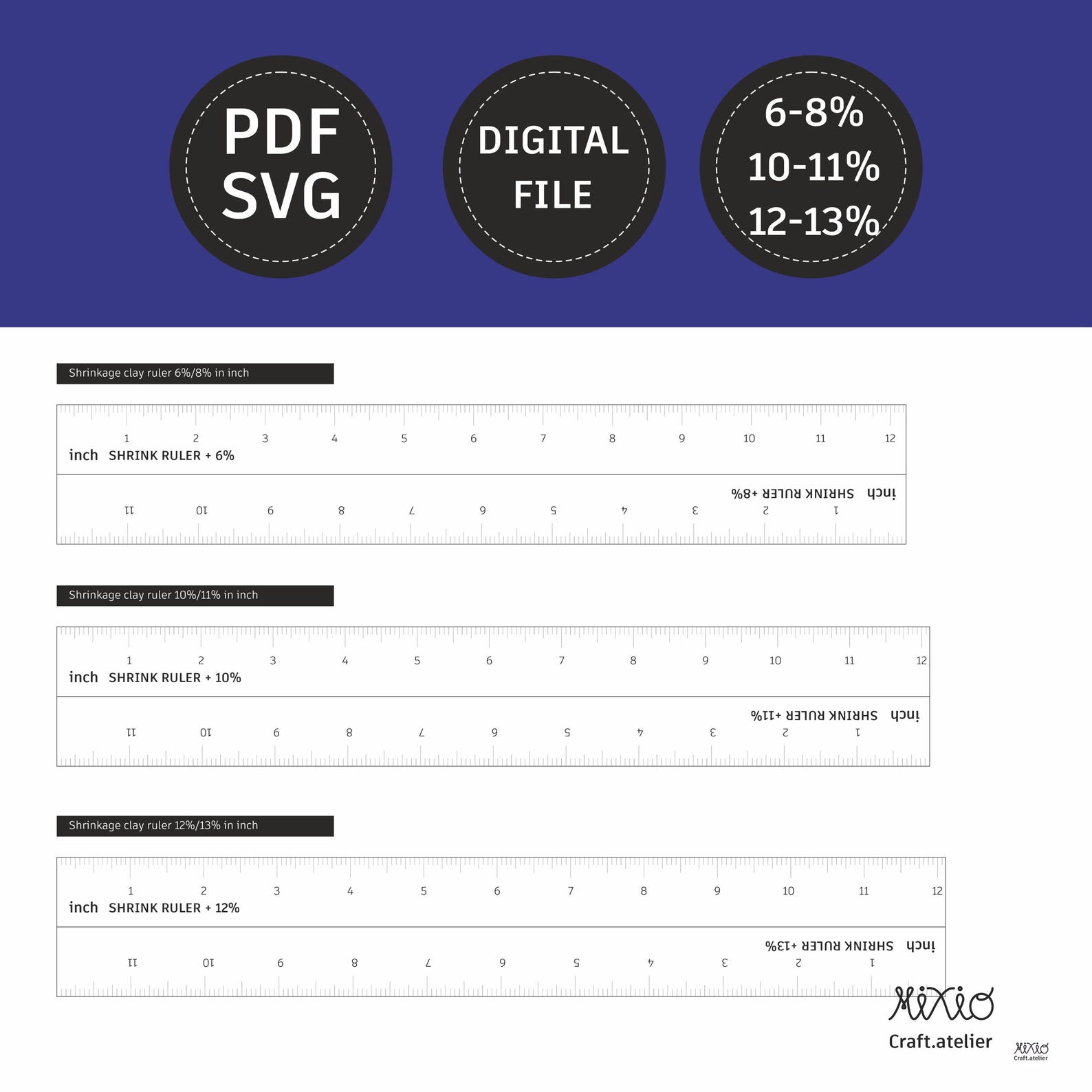 Printable Pottery Shrink Rulers_digital Clay Shrinkage Tool_do It ...