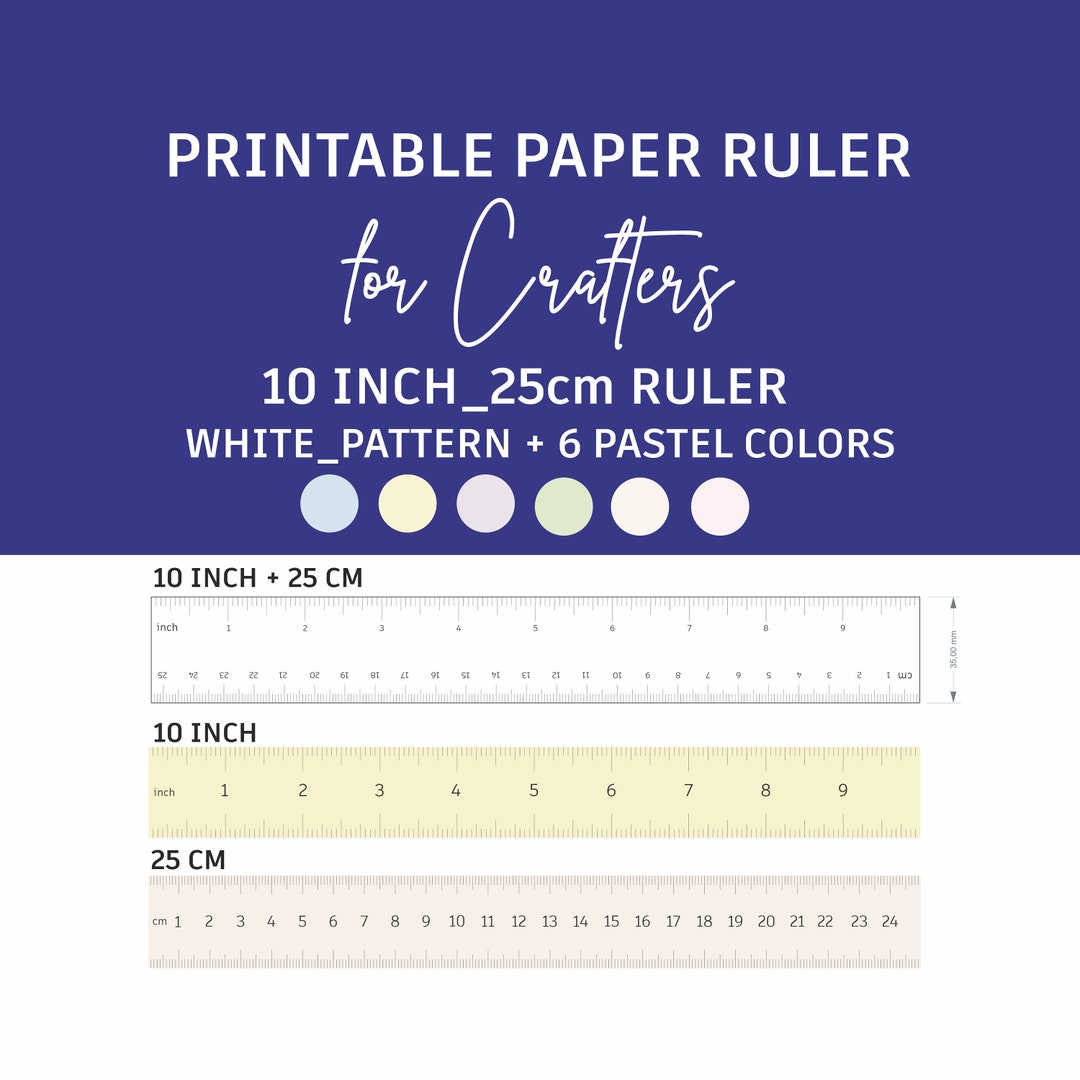 Printable 10 Inches Ruler_25 Paper Centimeter_digital PDF Black and ...