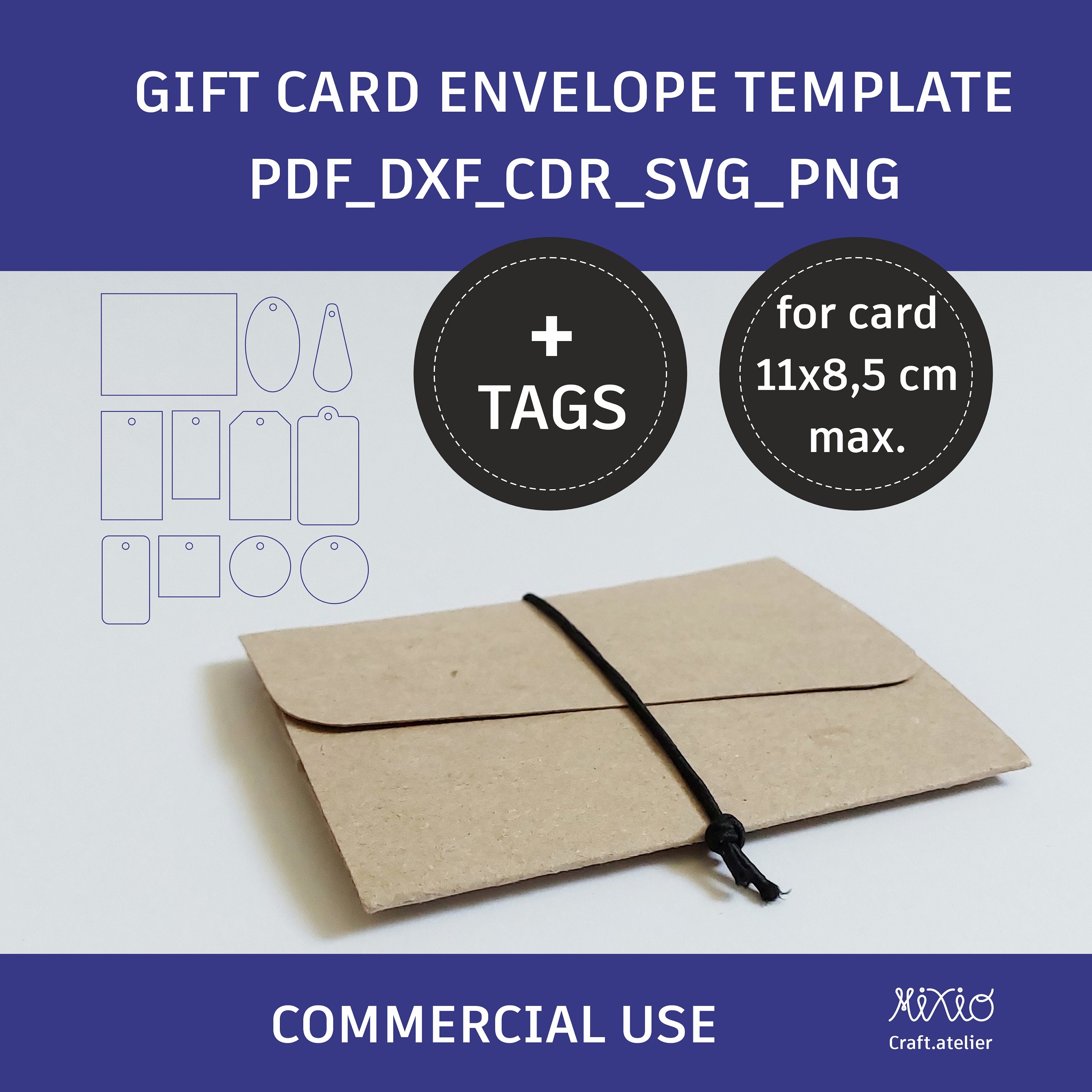 Gift Card Envelope Template: Mini Envelopes & Tags (SVG, PDF, PNG) - Etsy