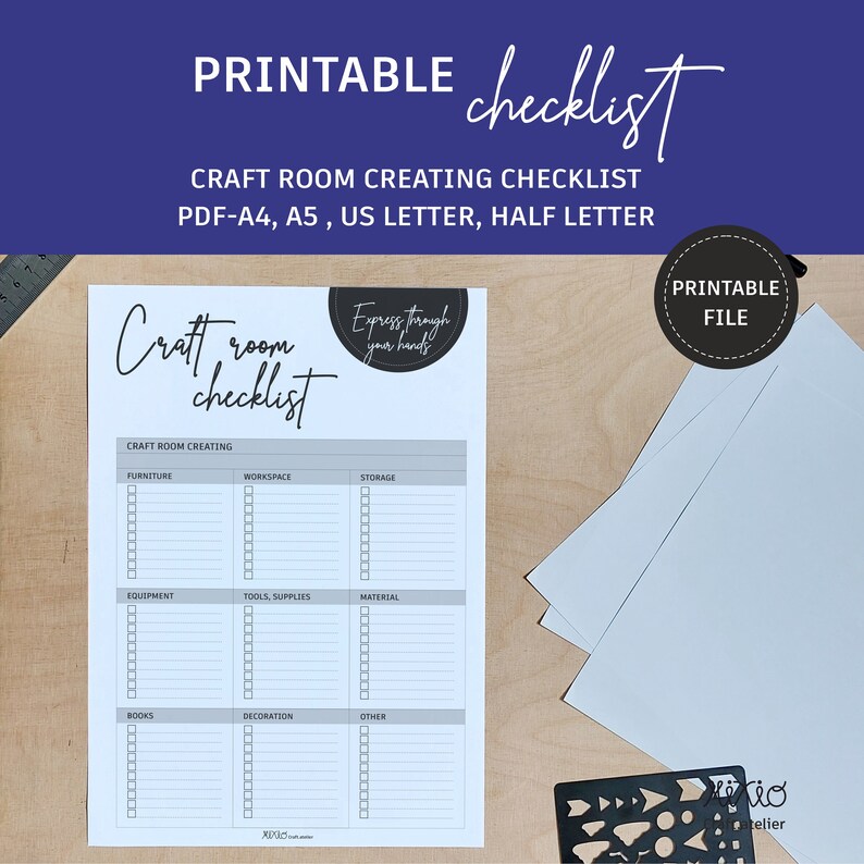 Craft Room Checklist_printable Track Page _atelier Organization Tracker ...