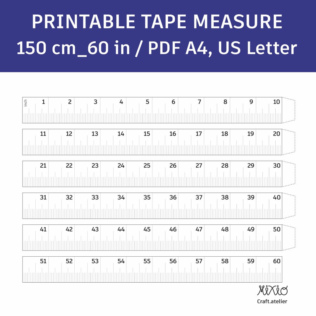 Printable Tape Measure: 150 Cm / 60 Inch Rulers (PDF Download) - Etsy