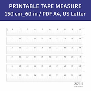 Printable Tape Measure: 150 Cm / 60 Inch Rulers (PDF Download) - Etsy