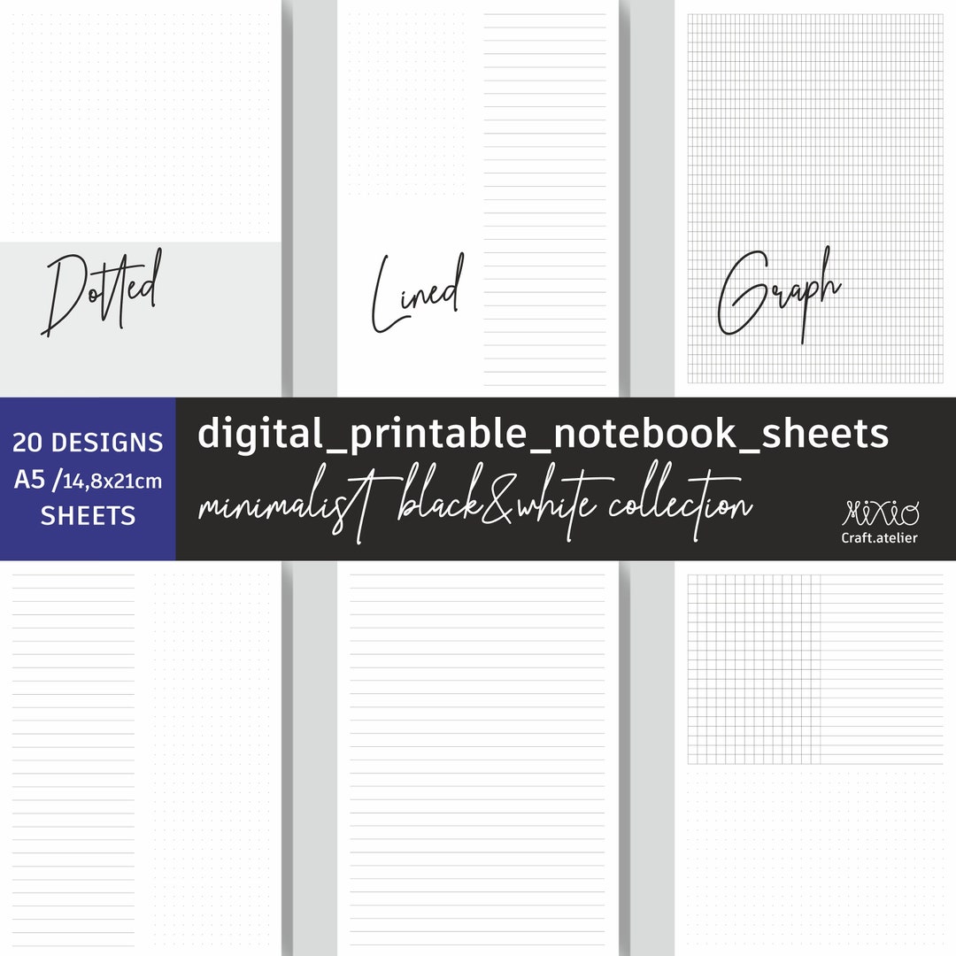 Printable Notes_note Template_stationery_graph Paper_digital Dotted ...