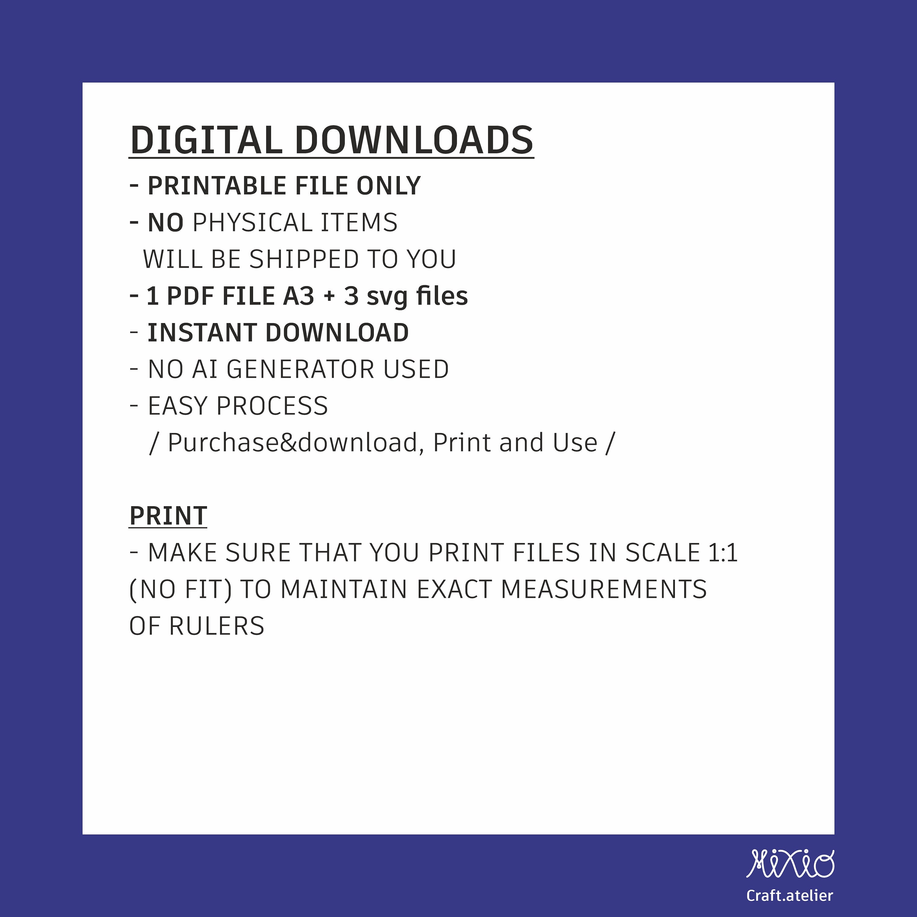 Printable 12 Inches Ruler_30 Paper Centimeter_digital PDF Black and ...