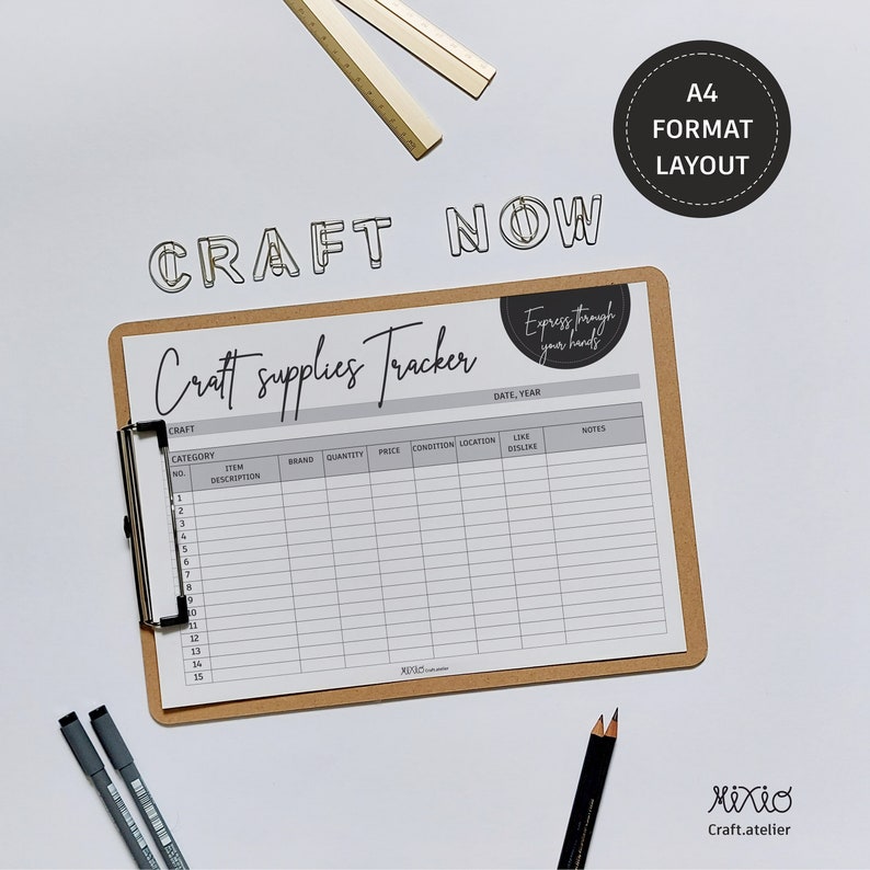 Craft Supplies Tracker_ Printable Track Page_craft Supplies Stash ...
