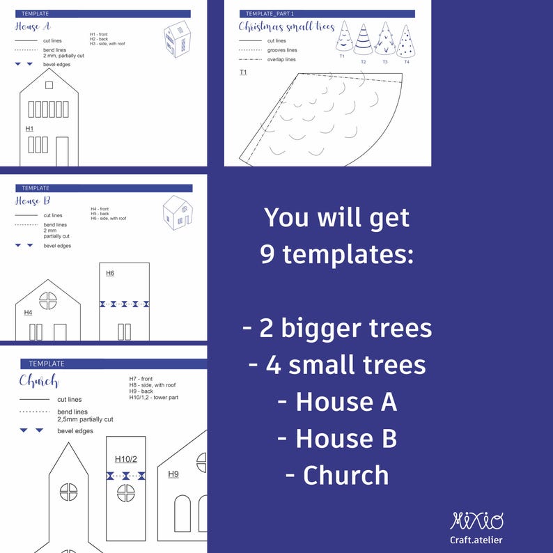 Houses Church Trees Ceramic Slab Building Templates_pottery Template_do ...