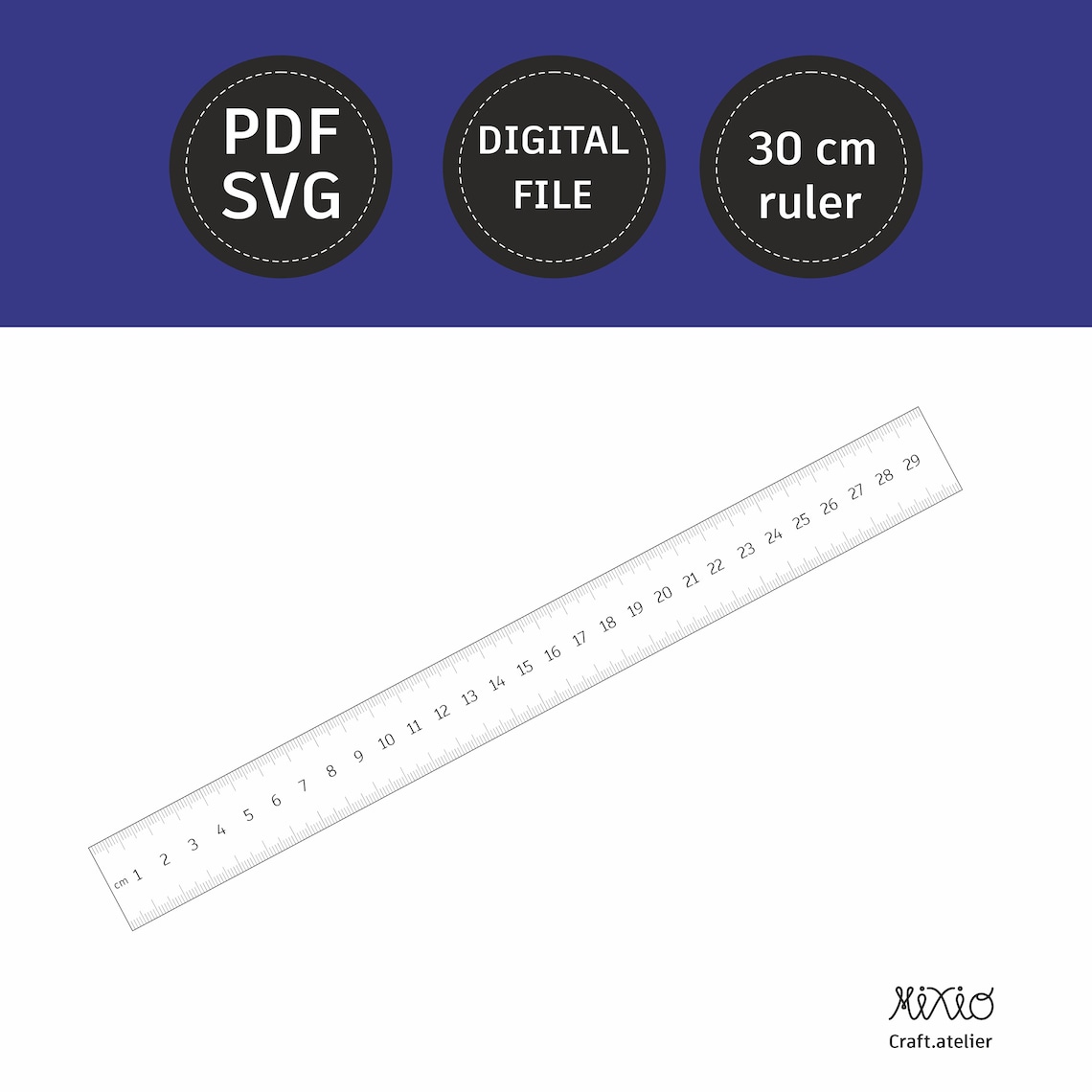 Printable 12 Inches Ruler_30 Paper Centimeter_digital PDF Black and ...