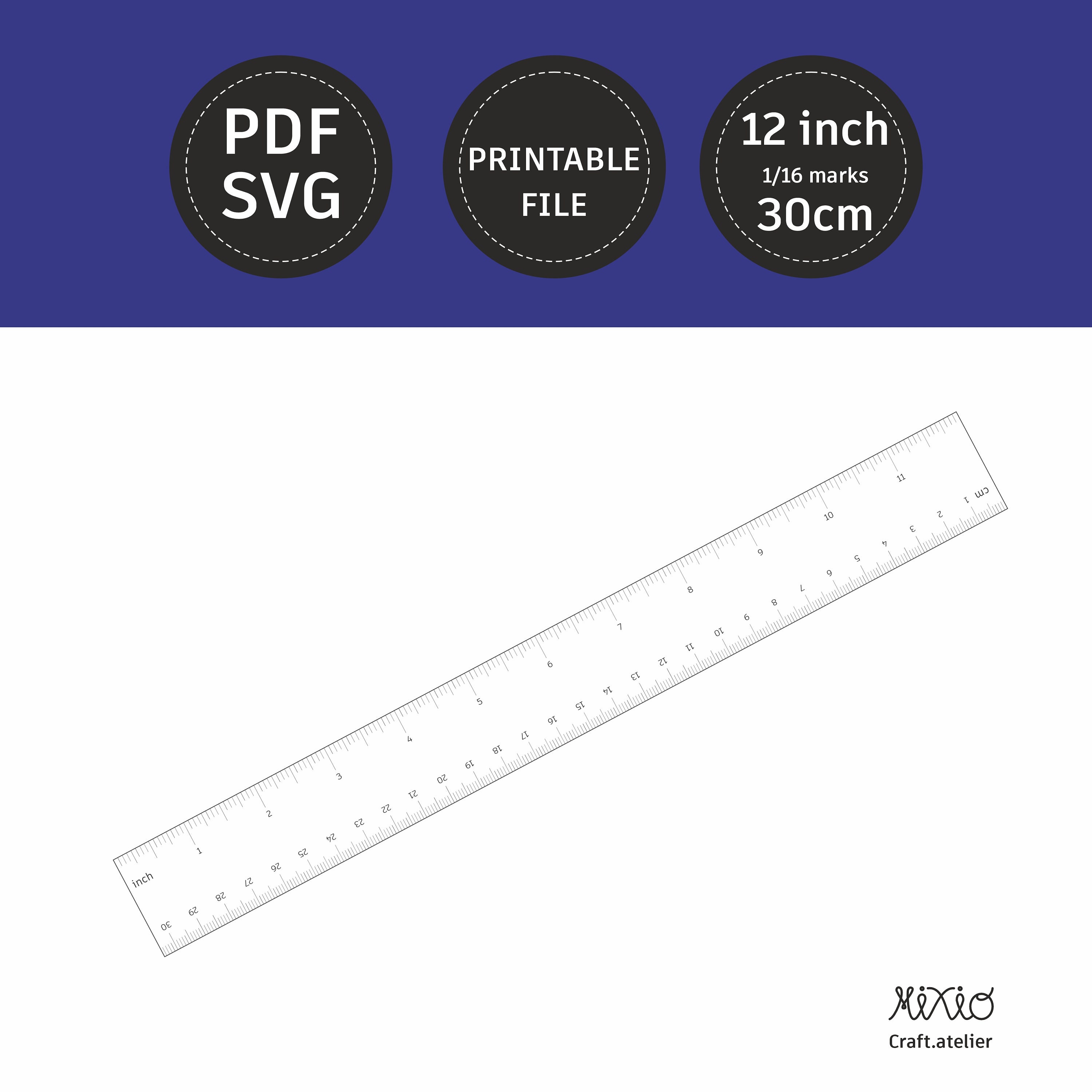 Printable 12 Inches Ruler_30 Paper Centimeter_digital PDF Black and ...