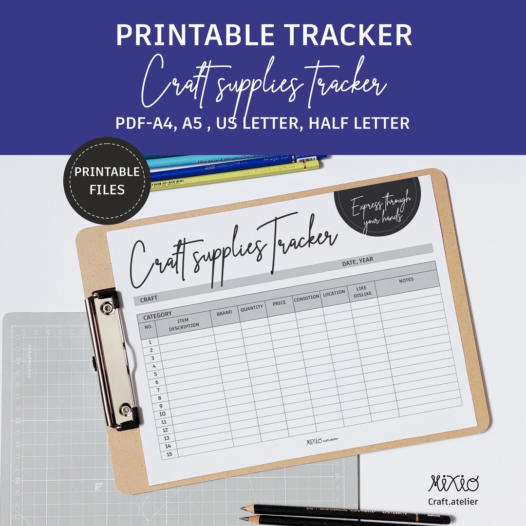 Craft Supplies Tracker_ Printable Track Page_craft Supplies Stash ...