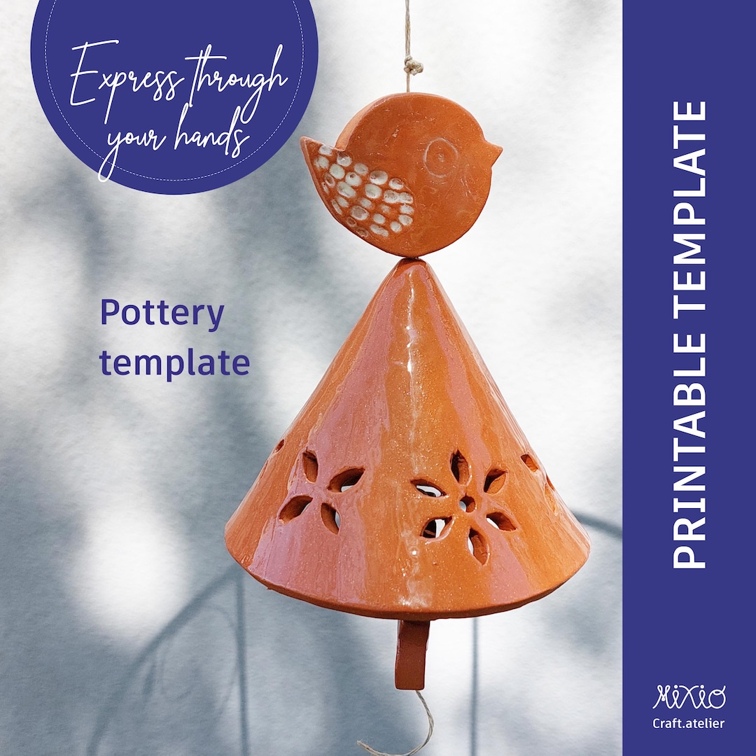Ceramic Hanging Spring Bell Tempate_ Slab Building Templates_pottery ...