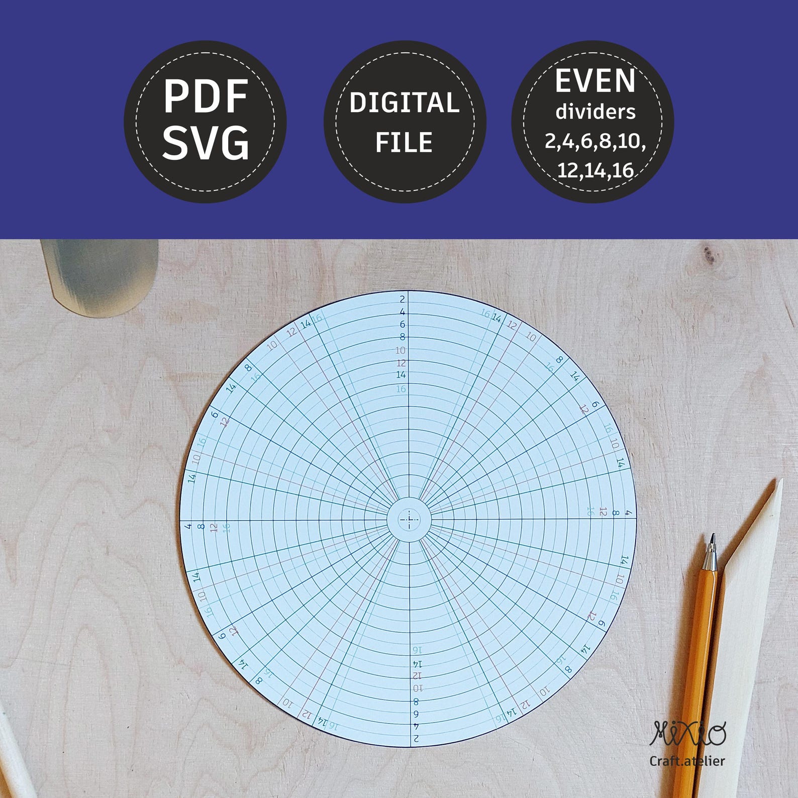 Printable Pottery Round Ruler_digital Circle Divider Tool_marking Tool ...