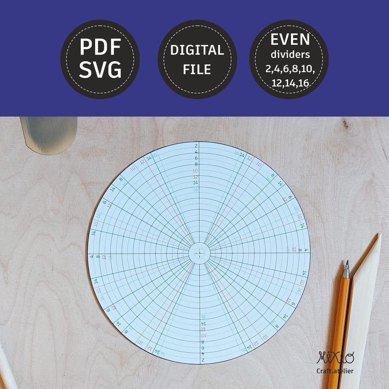 Printable Pottery Round Ruler_digital Circle Divider Tool_marking Tool ...