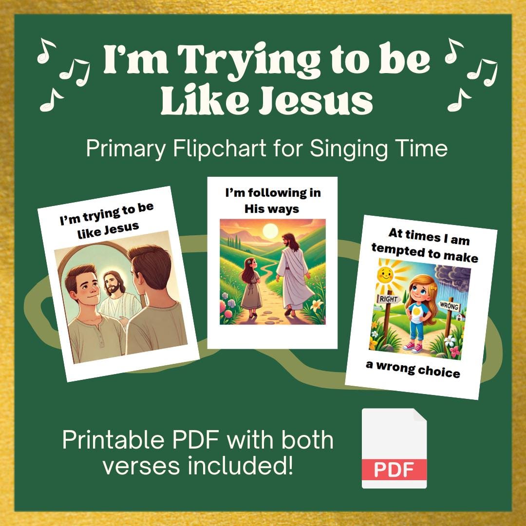I'm Trying to Be Like Jesus Primary Flip Chart for Singing Time - Etsy