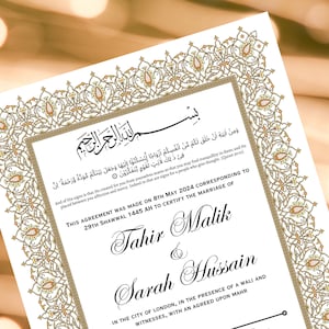 Luxury Nikkah Certificate Contract Digital Download Personalised ...