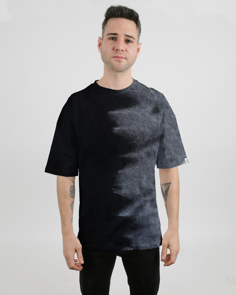 Moonwashed Black Gray Stone Wash Tie Dye Unisex Oversized T-shirt ...