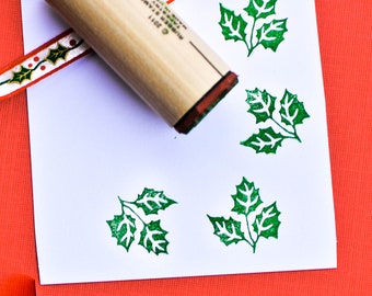 Poinsettia and Holly Leaf Stamp Set | Etsy