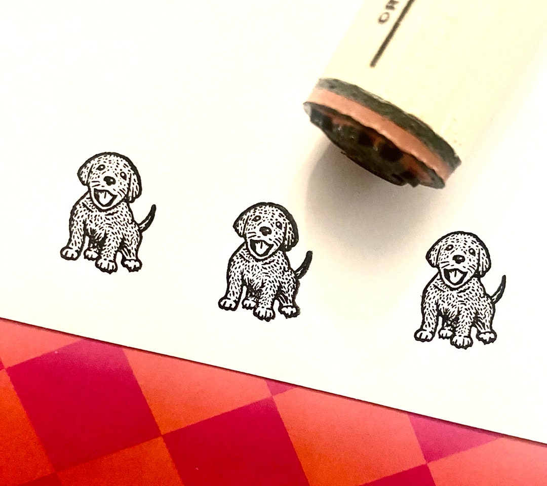 Happy Puppy Rubber Stamp - Etsy