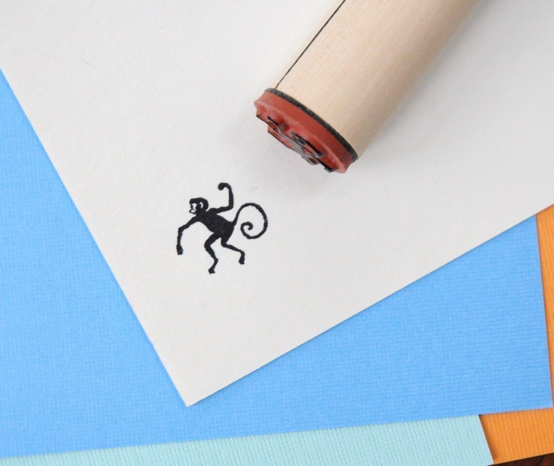 Monkey Rubber Stamp - Etsy