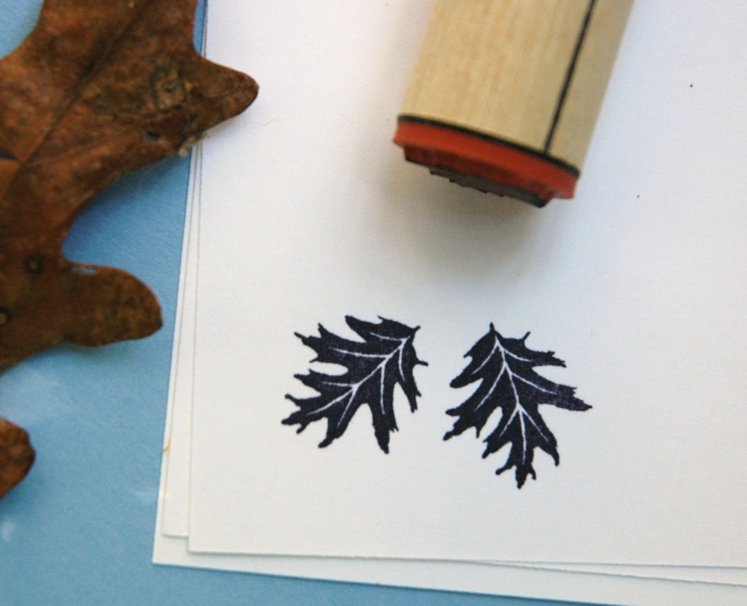 Black Oak Leaf Rubber Stamp - Etsy