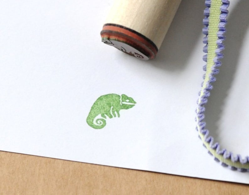 Chameleon Rubber Stamp - Etsy