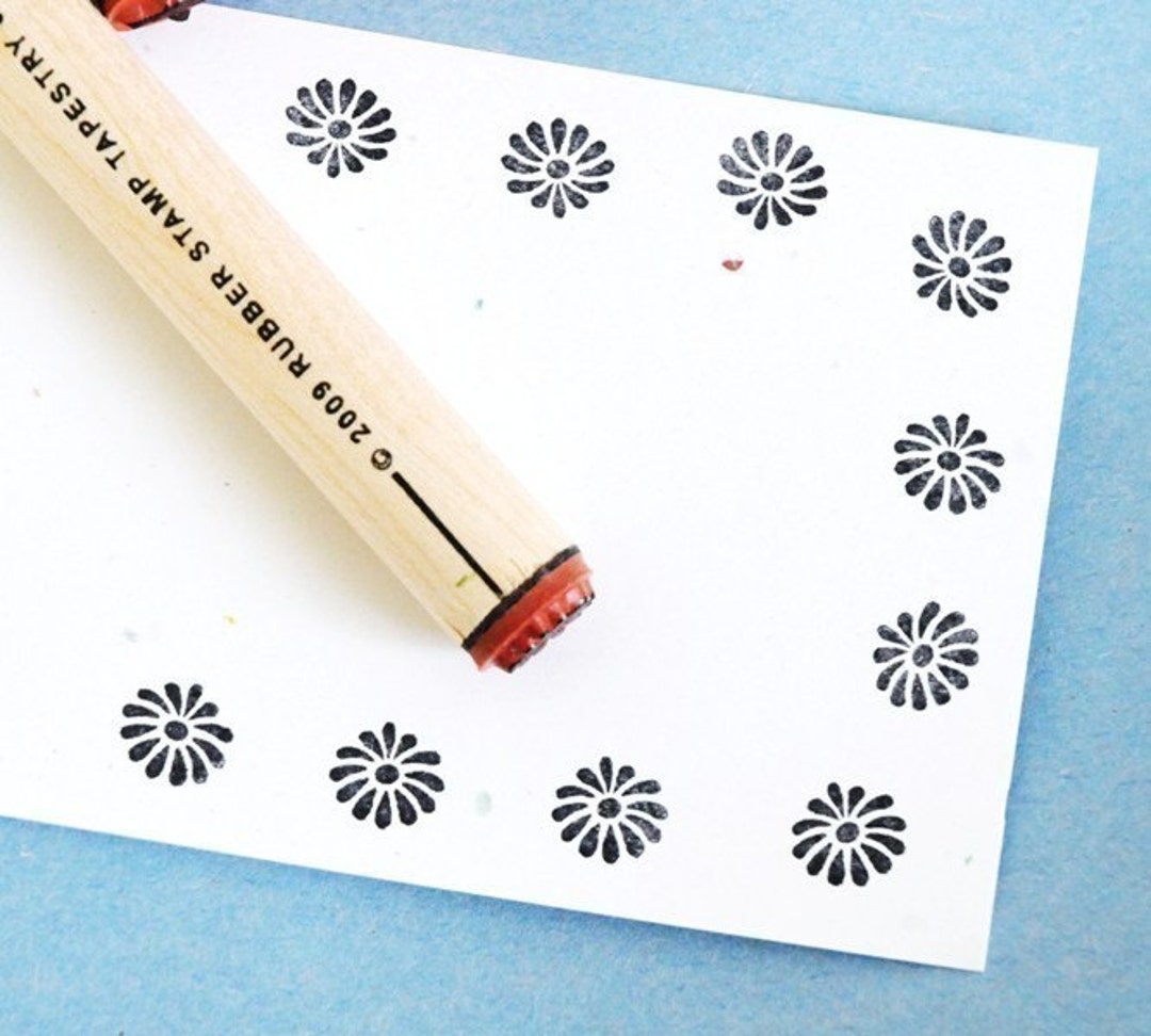 Handmade Daisy Rubber Stamp With Placement Line - Etsy