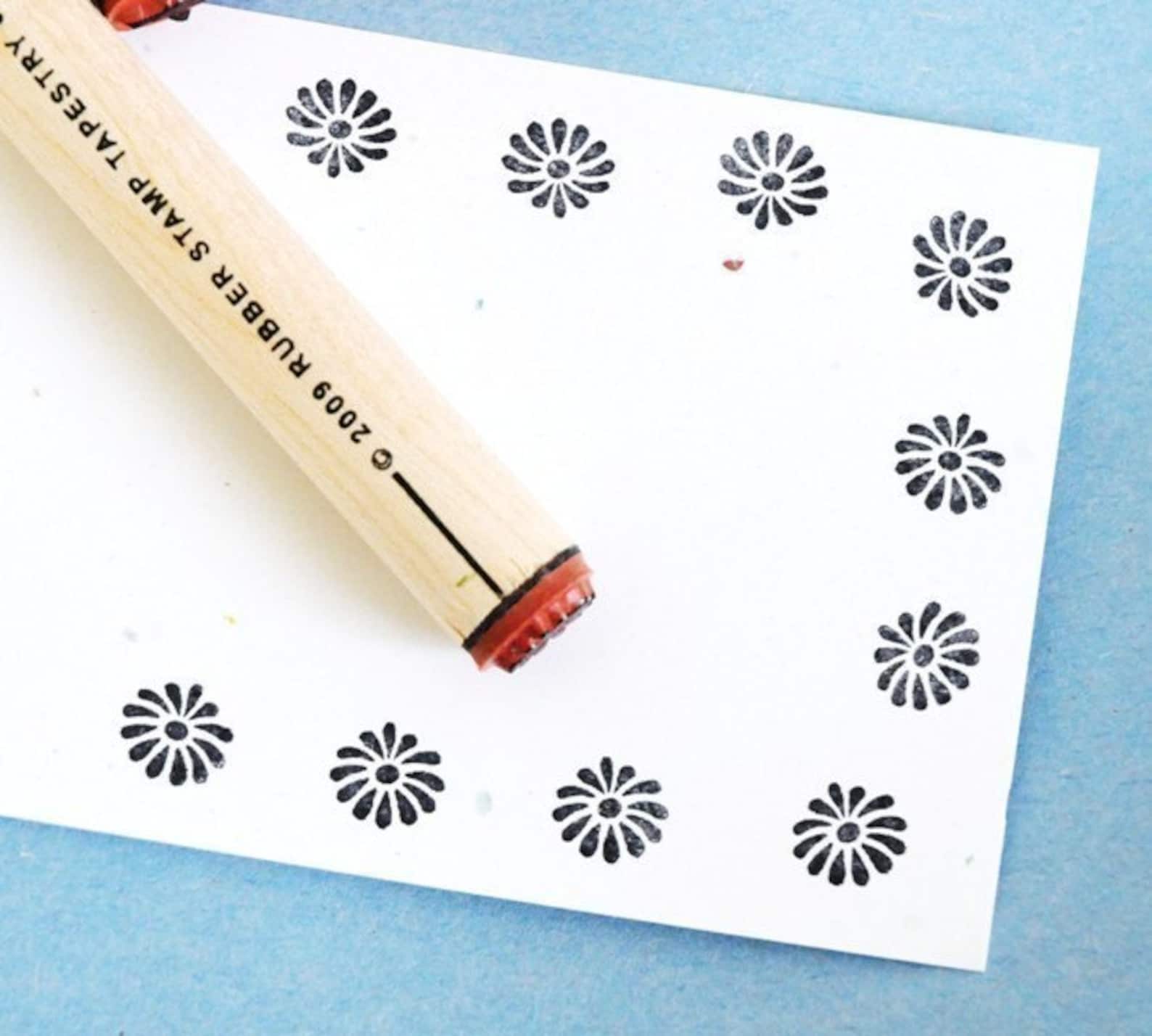 Handmade Daisy Rubber Stamp With Placement Line - Etsy