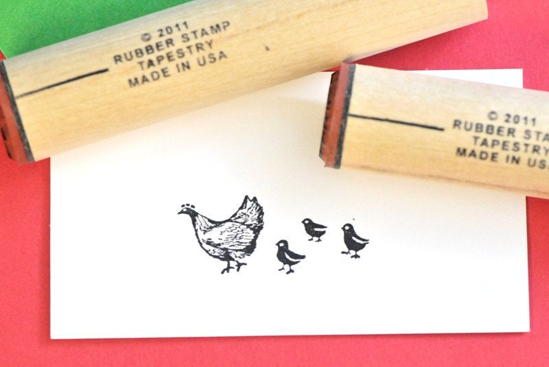 Hen and Chicks Rubber Stamp Set - Etsy