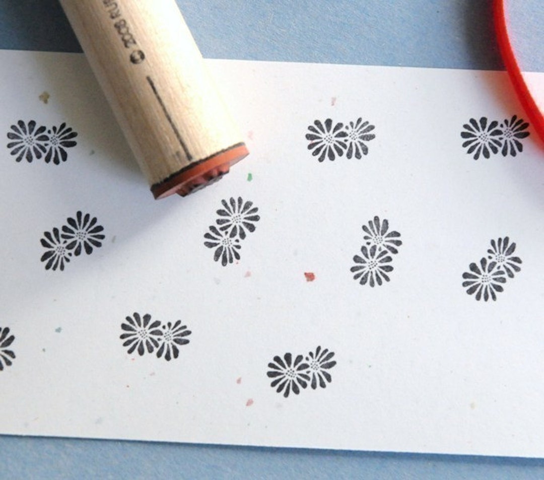 Double Daisy Rubber Stamp - Etsy