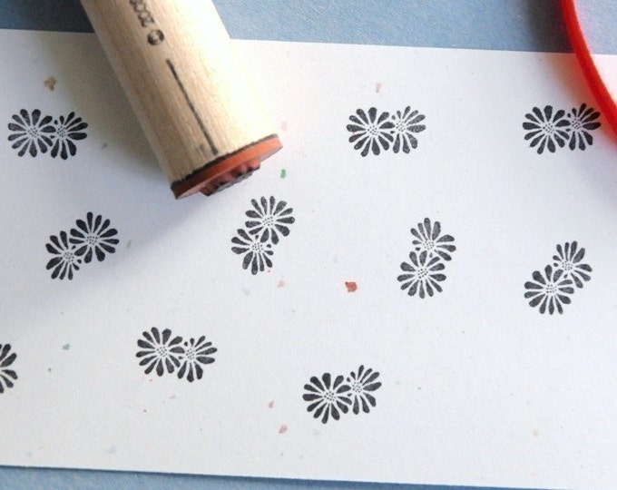 Double Daisy Rubber Stamp - Etsy
