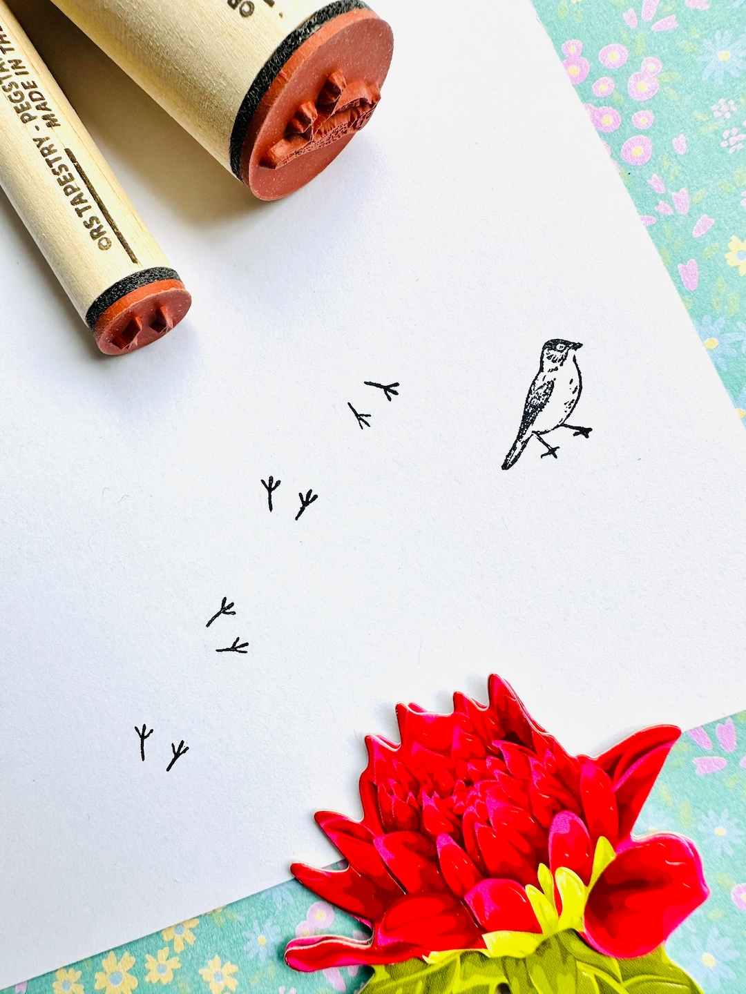 Bird and Bird Tracks Rubber Stamp Set - Etsy