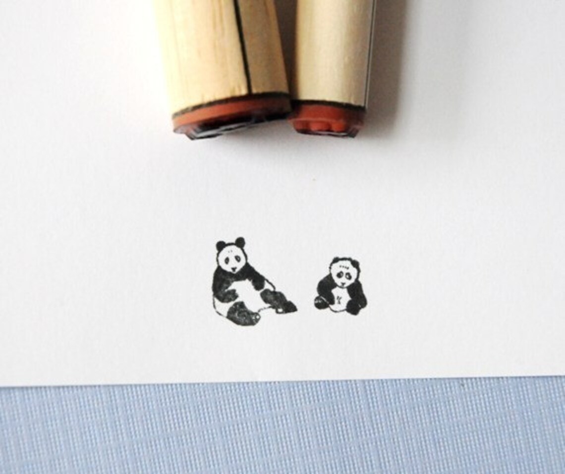 Pandas Rubber Stamp Set - Etsy