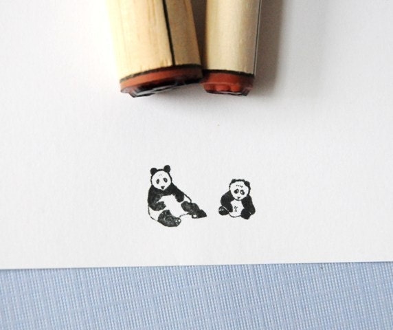 Pandas Rubber Stamp Set - Etsy
