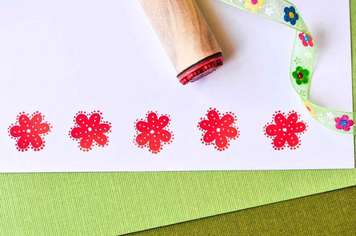 Eyelet Flower Rubber Stamp - Etsy