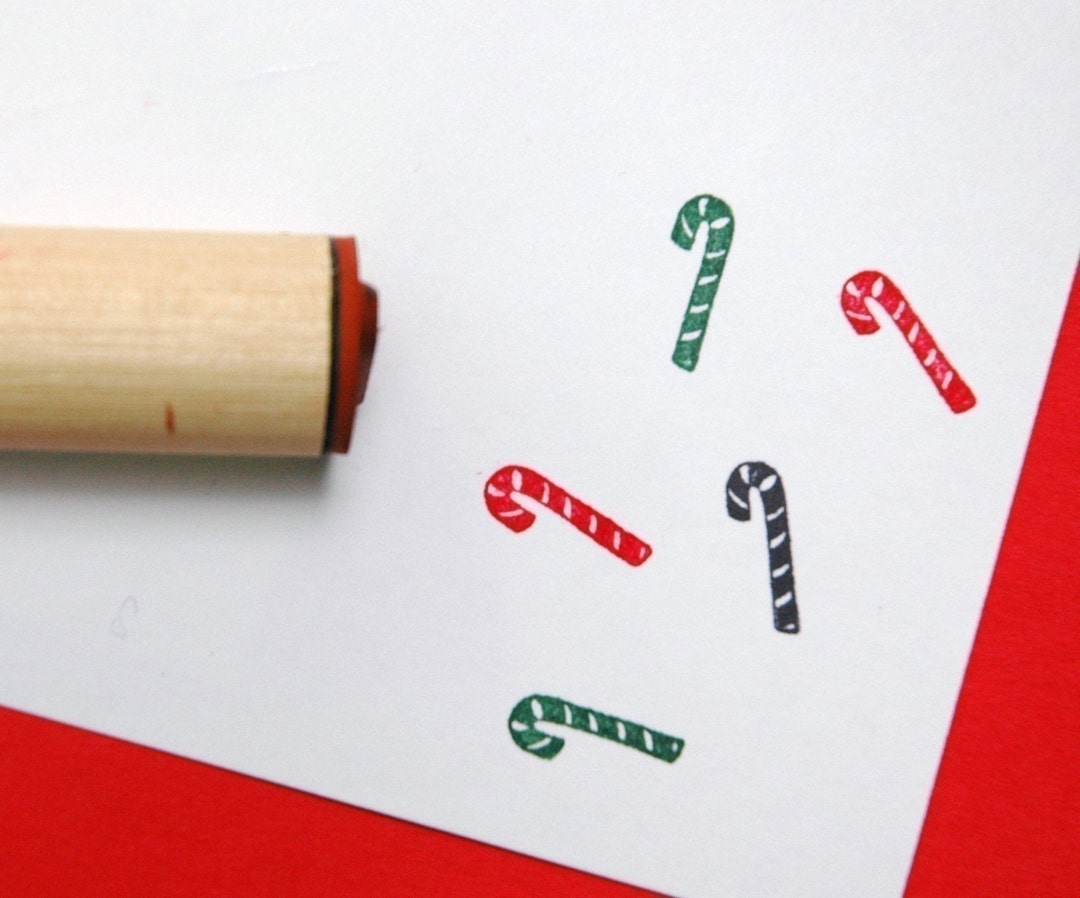 Candy Cane Rubber Stamp - Etsy