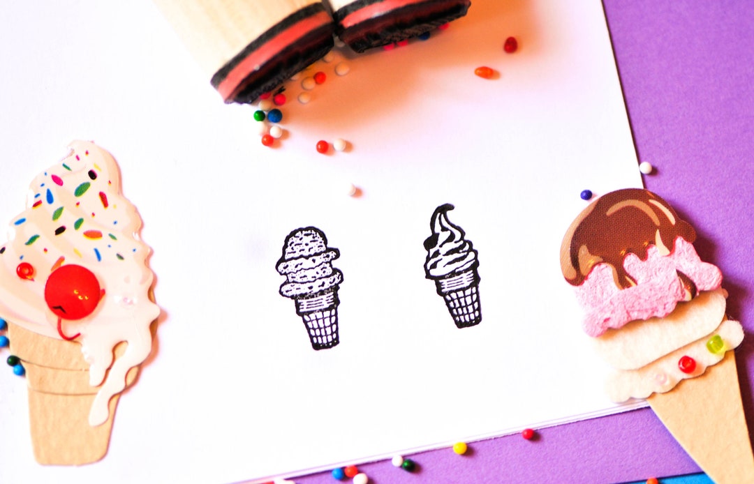 Ice Cream Rubber Stamp Set - Etsy