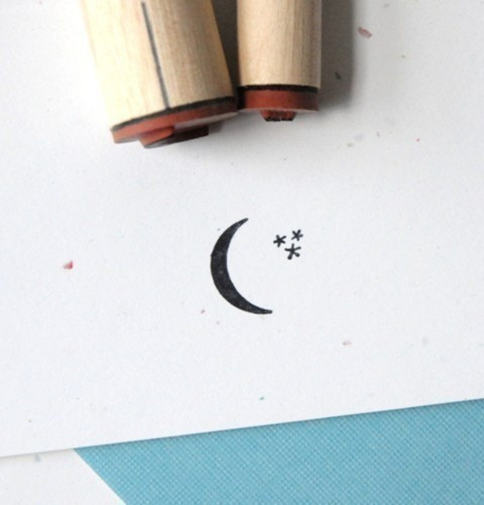 Crescent Moon and Stars Rubber Stamp Set - Etsy