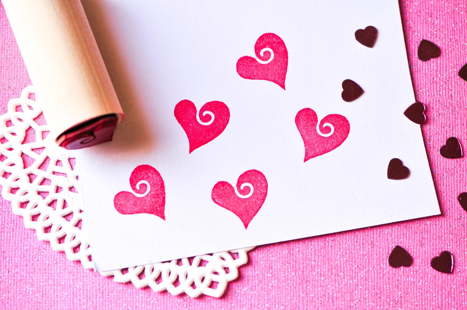 Swirl Heart Rubber Stamp | Etsy