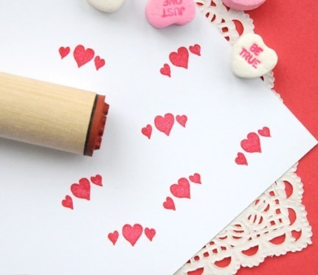 Heart Garland Rubber Stamp - Etsy