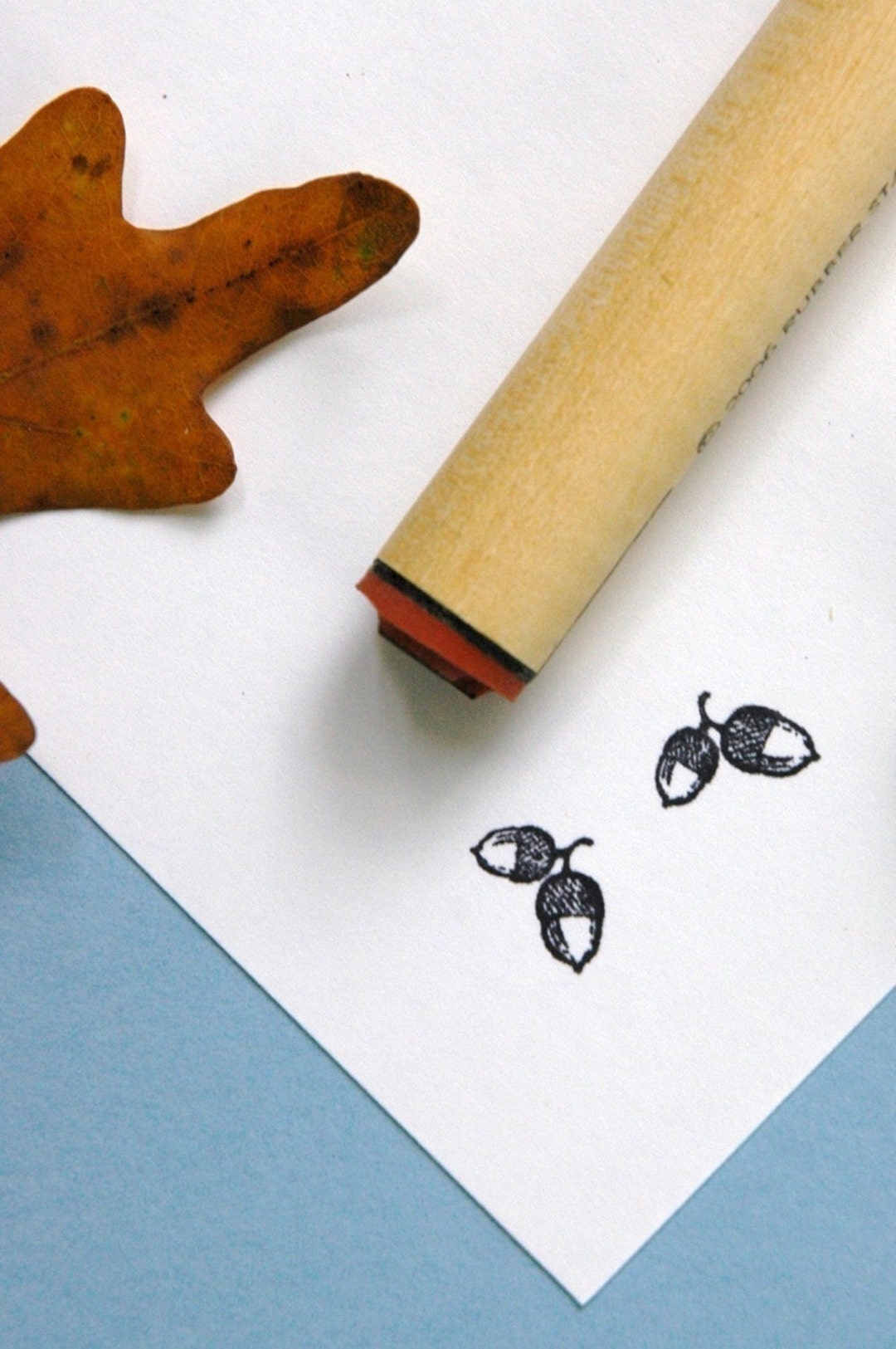Double Acorn Rubber Stamp - Etsy
