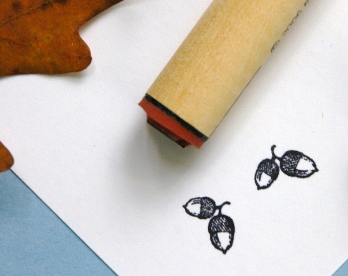 Double Acorn Rubber Stamp - Etsy