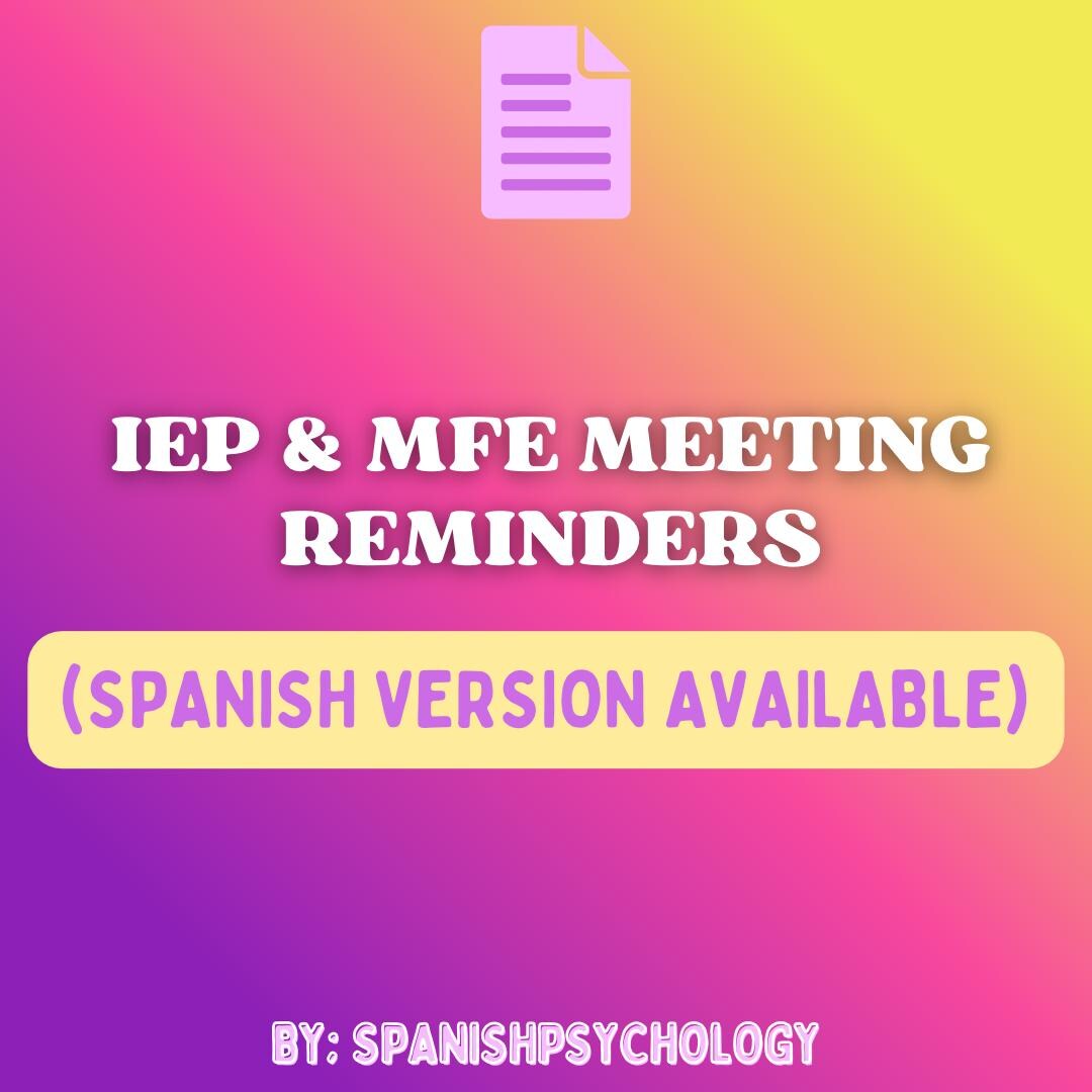 Meeting Reminder (iep/evaluation) in Spanish - Etsy