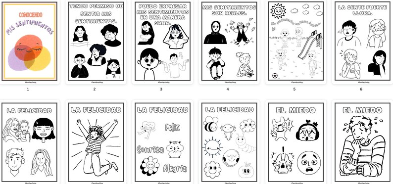 Feelings Coloring Book (spanish) - Etsy