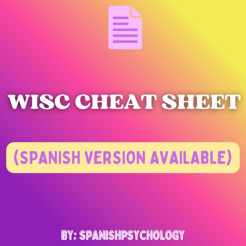 WISC-V Cheat Sheet (eng/spanish) - Etsy