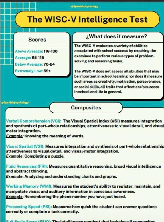 WISC-V Cheat Sheet (eng/spanish) - Etsy