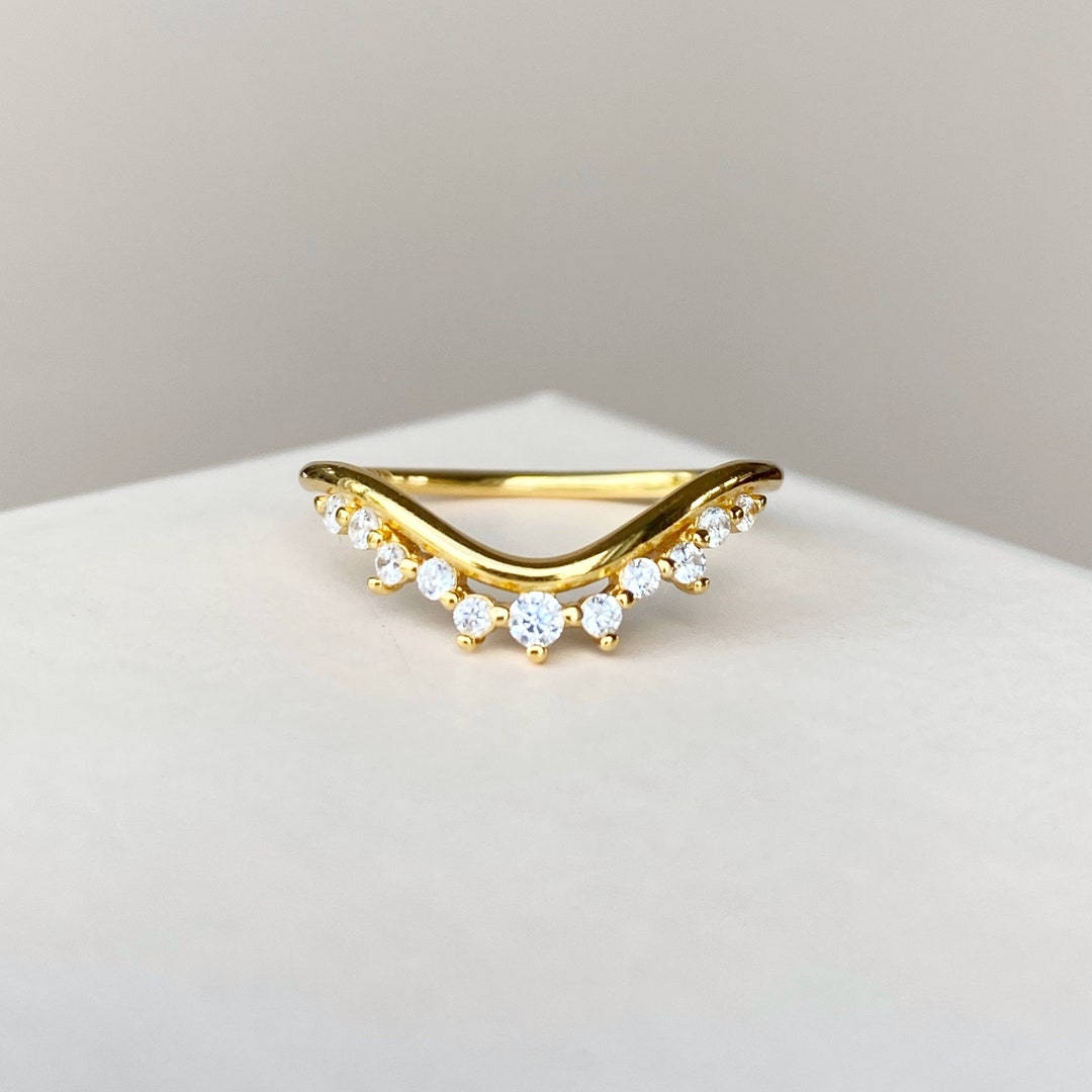 Curved Band Ring Wave Ring Gold Silver Ring Classic Ring Travel Ring ...