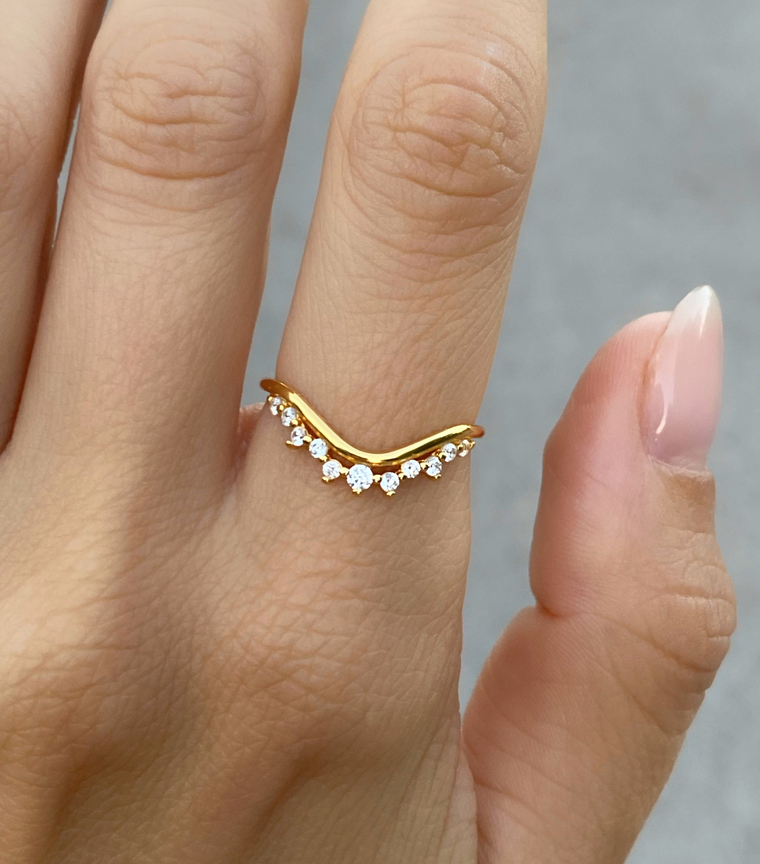 Curved Band Ring Wave Ring Gold Silver Ring Classic Ring Travel Ring ...